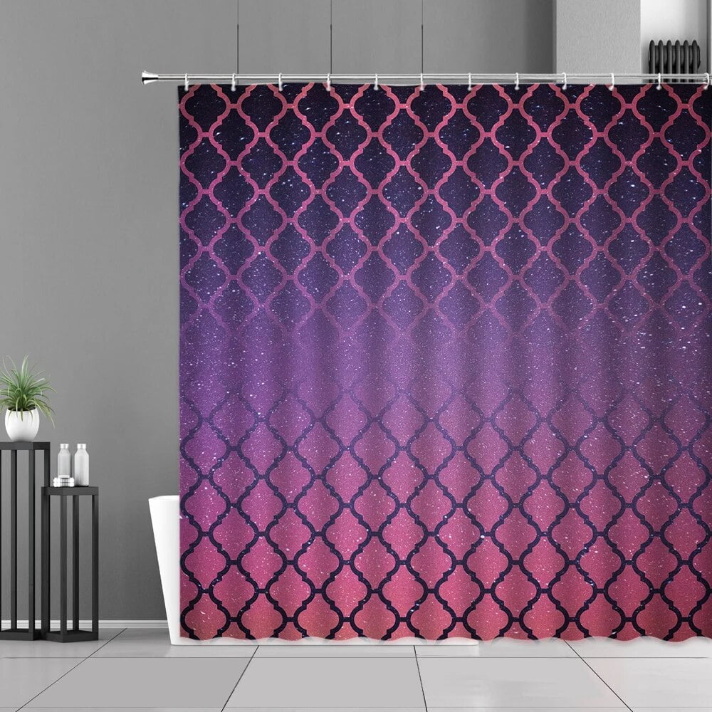 Color Plaid Pattern Shower Curtain Modern Geometric Nordic Style Home ...