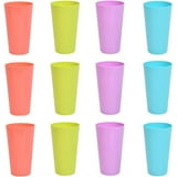 Color Plastic Drinking Cups,Casewin 12pcs Reusable Stacking Plastic Cup ...