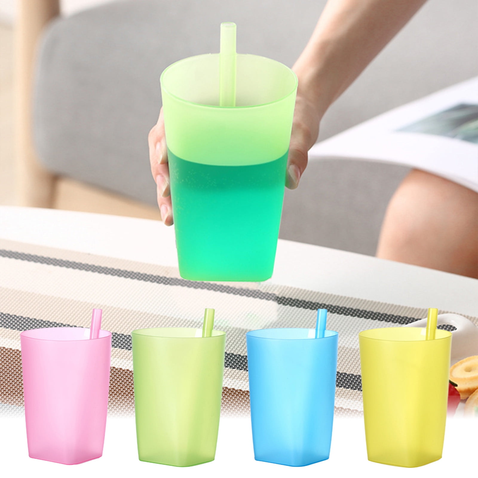 Color Plastic Straw Cup,Self Contained Design,Leakproof Cup,Portable ...