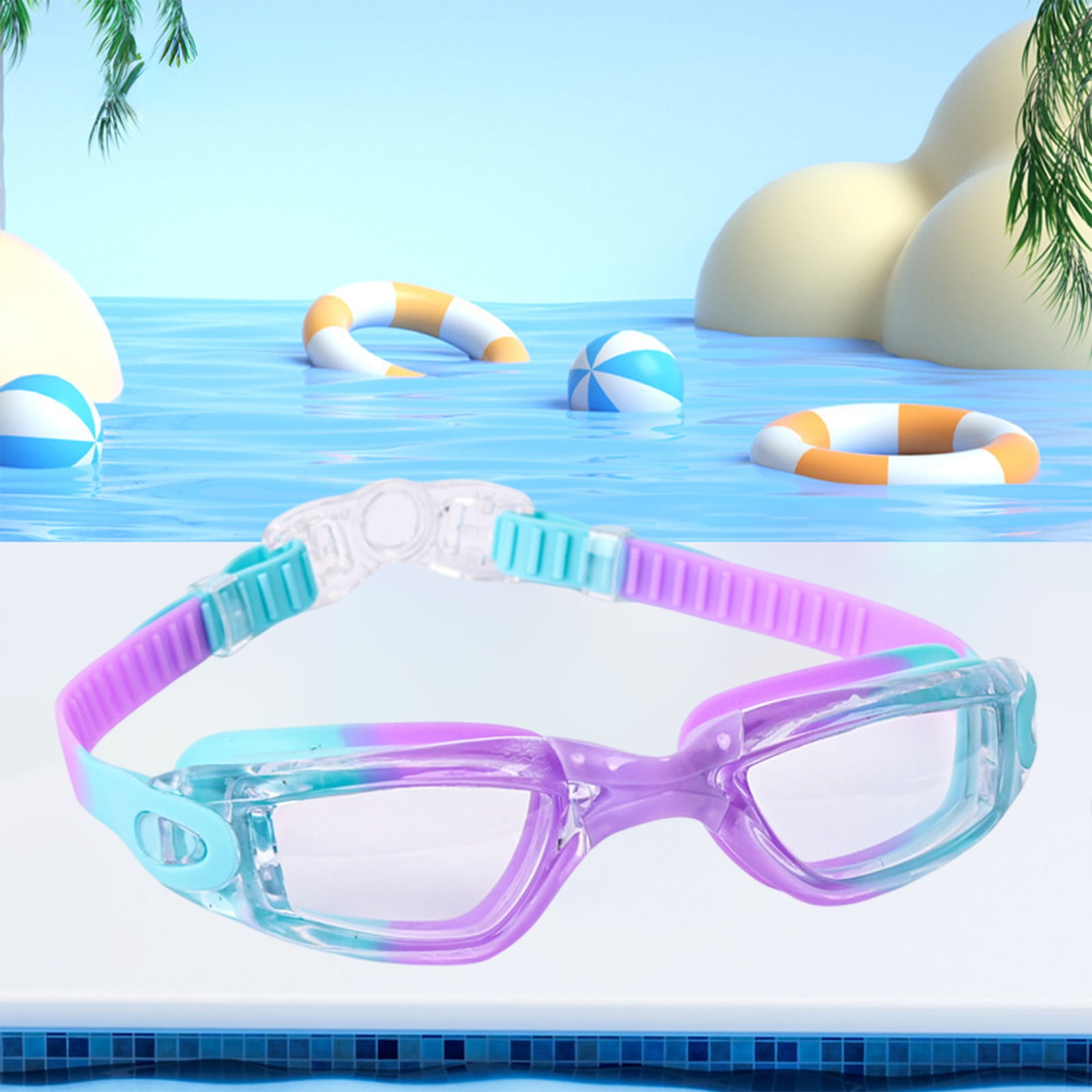 Color Plating Swimming Glasses for Adults, Waterproof Silicone Goggles ...
