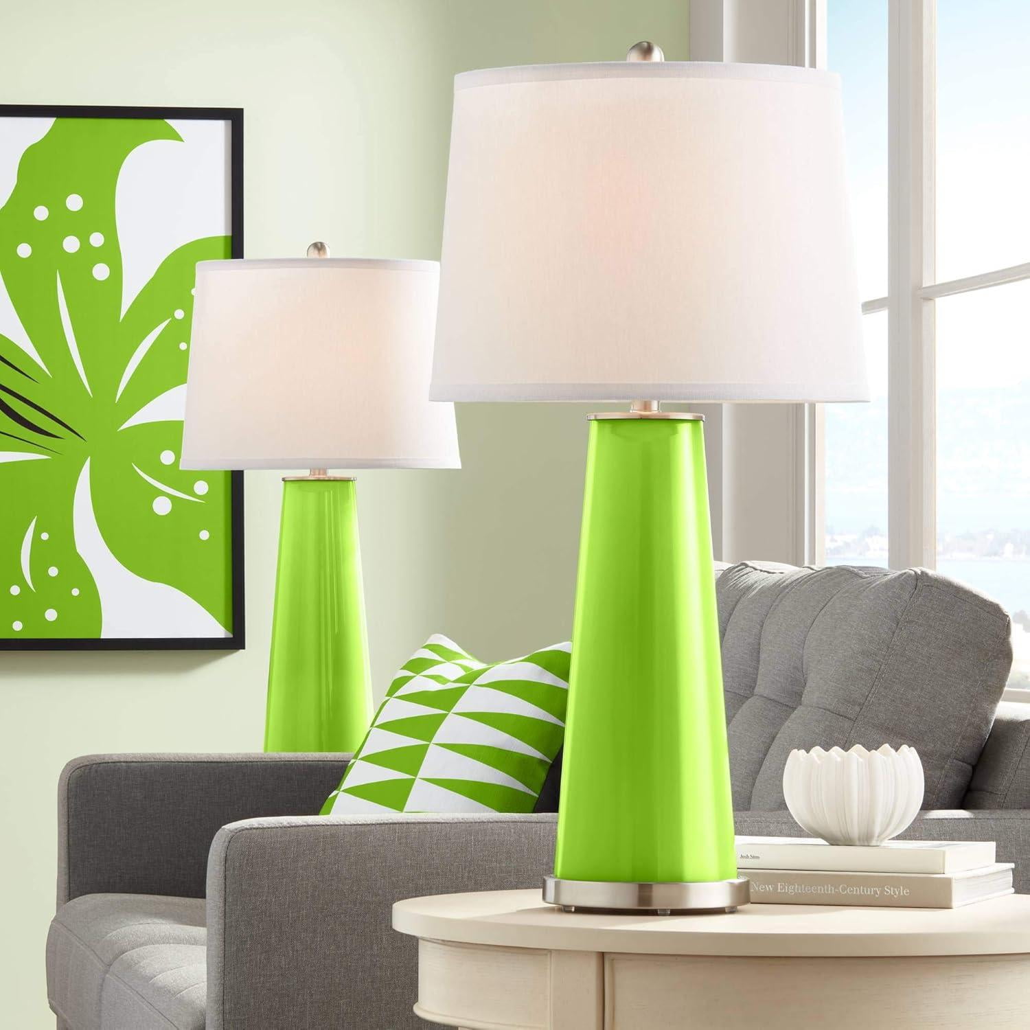 Color + Plus Leo 29 1/2" Neon Green Modern Glass Table Lamps Set of 2 ...