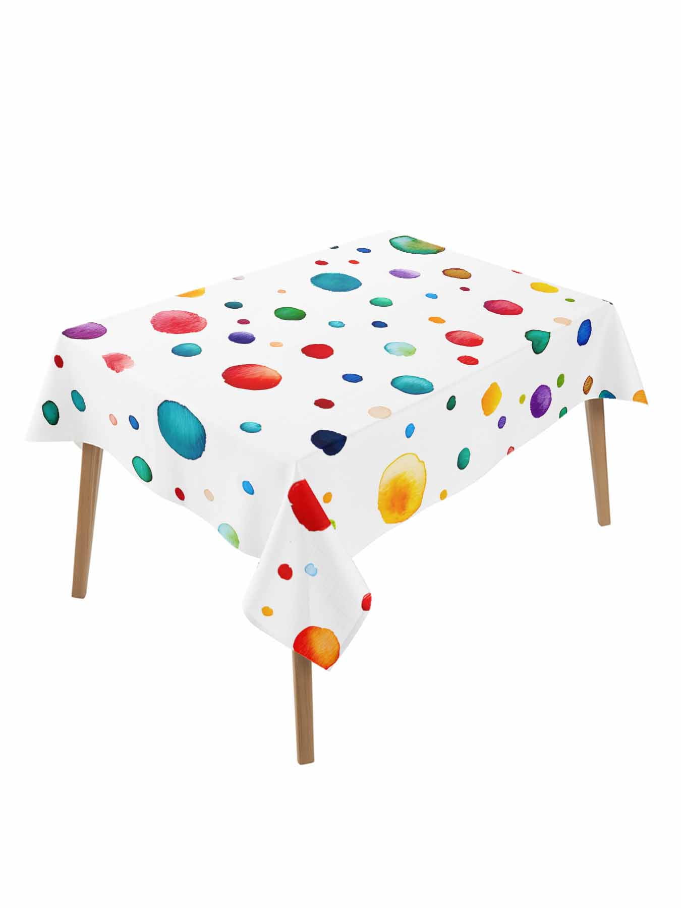 Color Polka Dot Table Cloth 52x70 Inch Rectangle, Abstract Watercolor ...