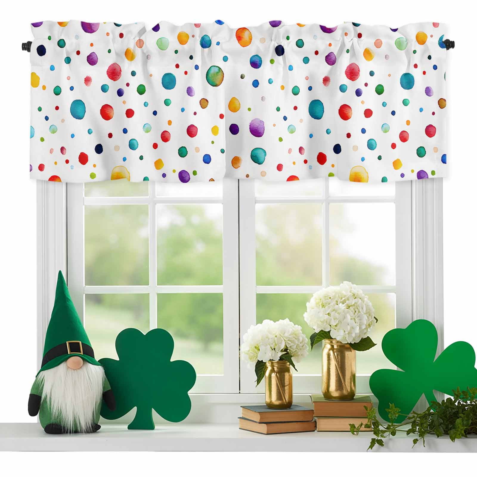 Color Polka Dot Valances for Windows, Abstract Watercolor Bubbles ...