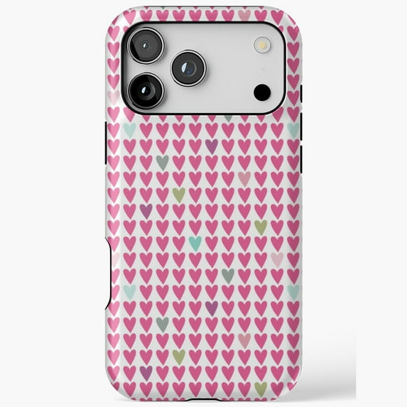 Color Pop Ditsy Hearts Tough Cover iPhone Case 11 to 17 Pro Max ...