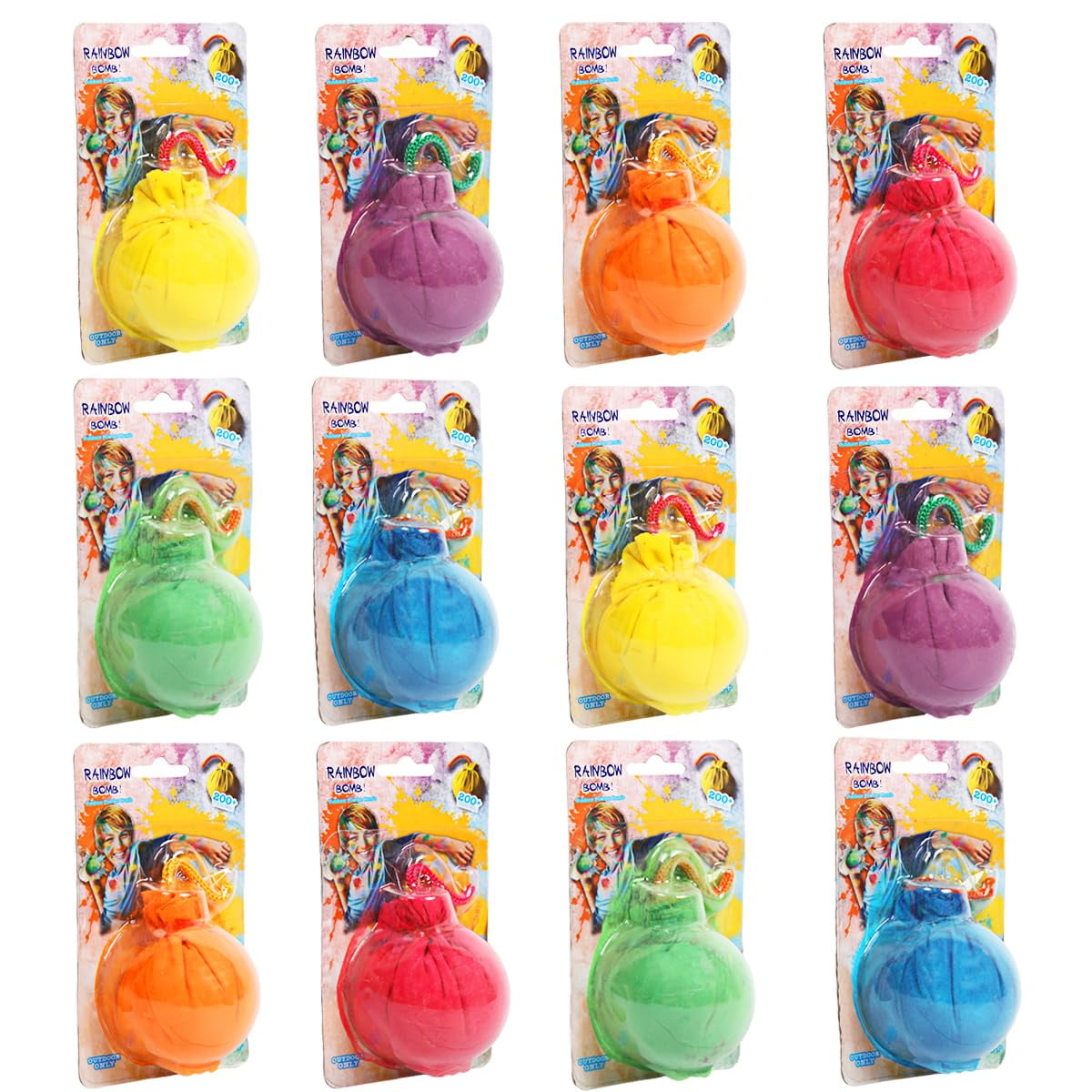 Color Powder Balls-12 Packs Holi Powder Colors Chalk Balls,200+ Throws ...