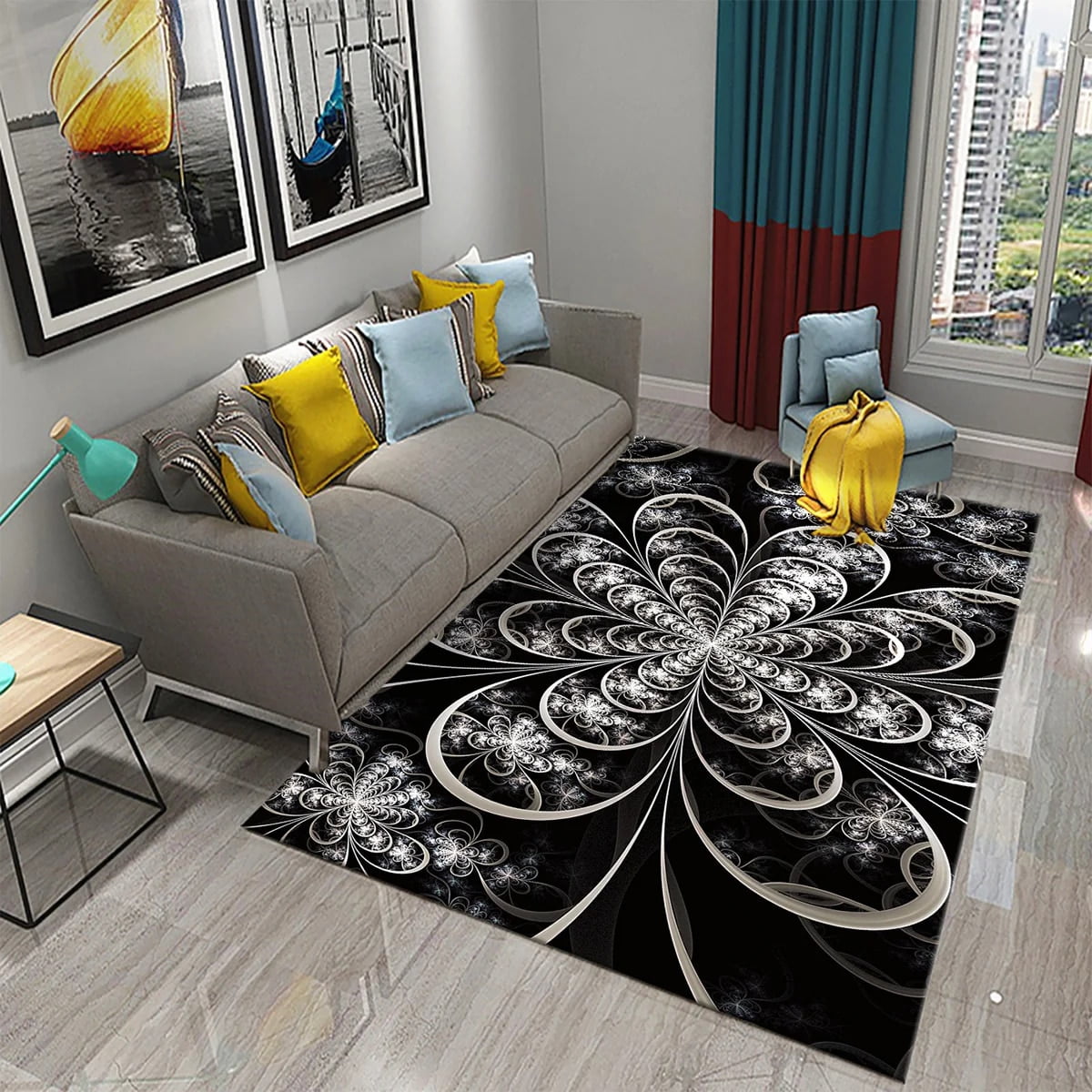 Color Psychedelic Abstract Geometric Carpet for Living Room Bedroom ...