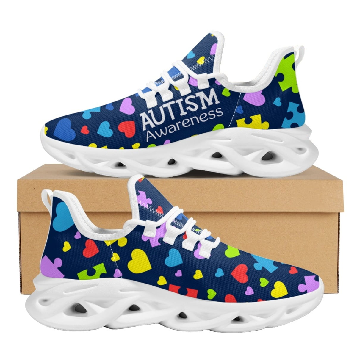 Color Puzzle Love Print Cuterease Air Cushion Sneakers Summer Mesh ...