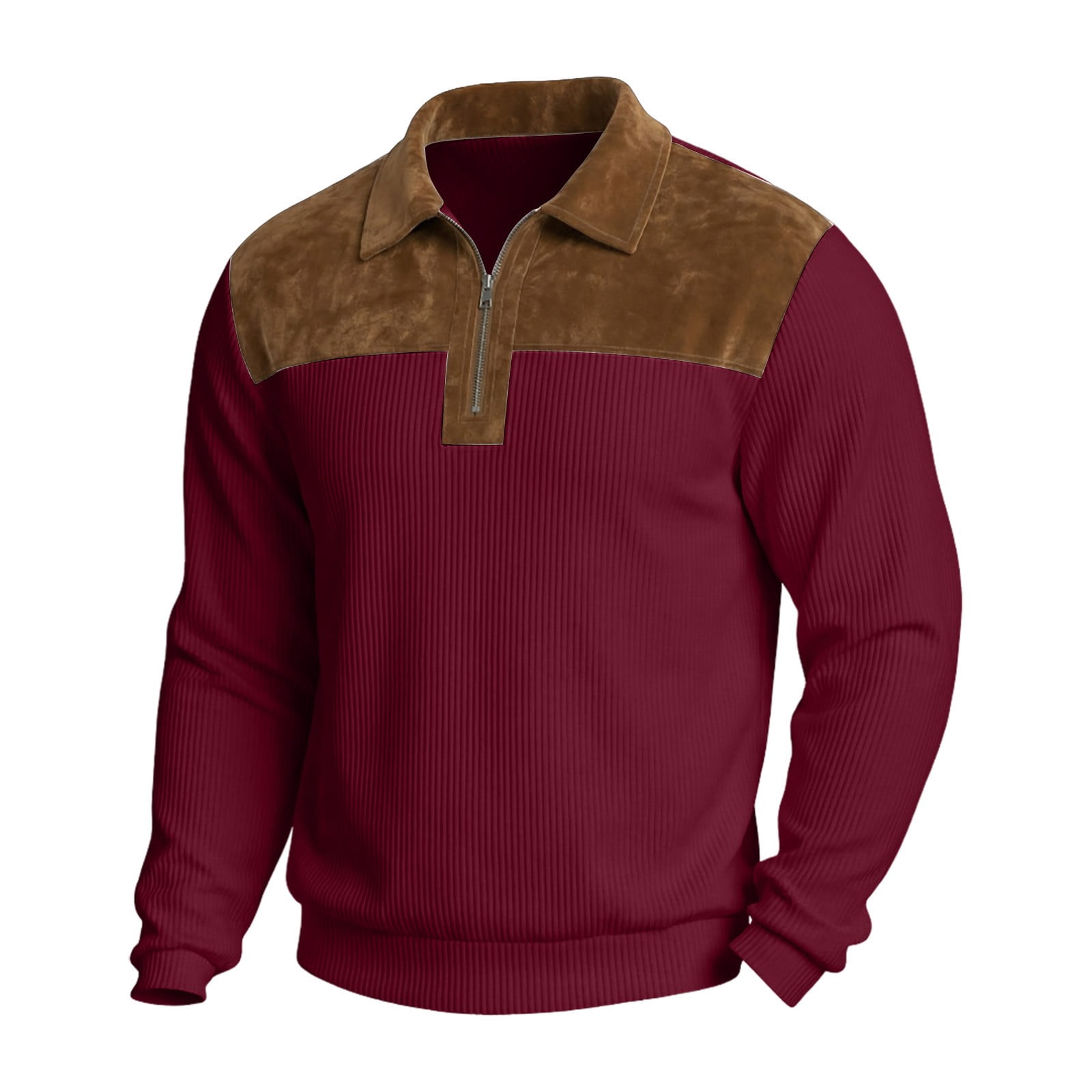 Color Raglan Sleeve Collared Pullover Sweatshirt Casual Long Sleeve ...