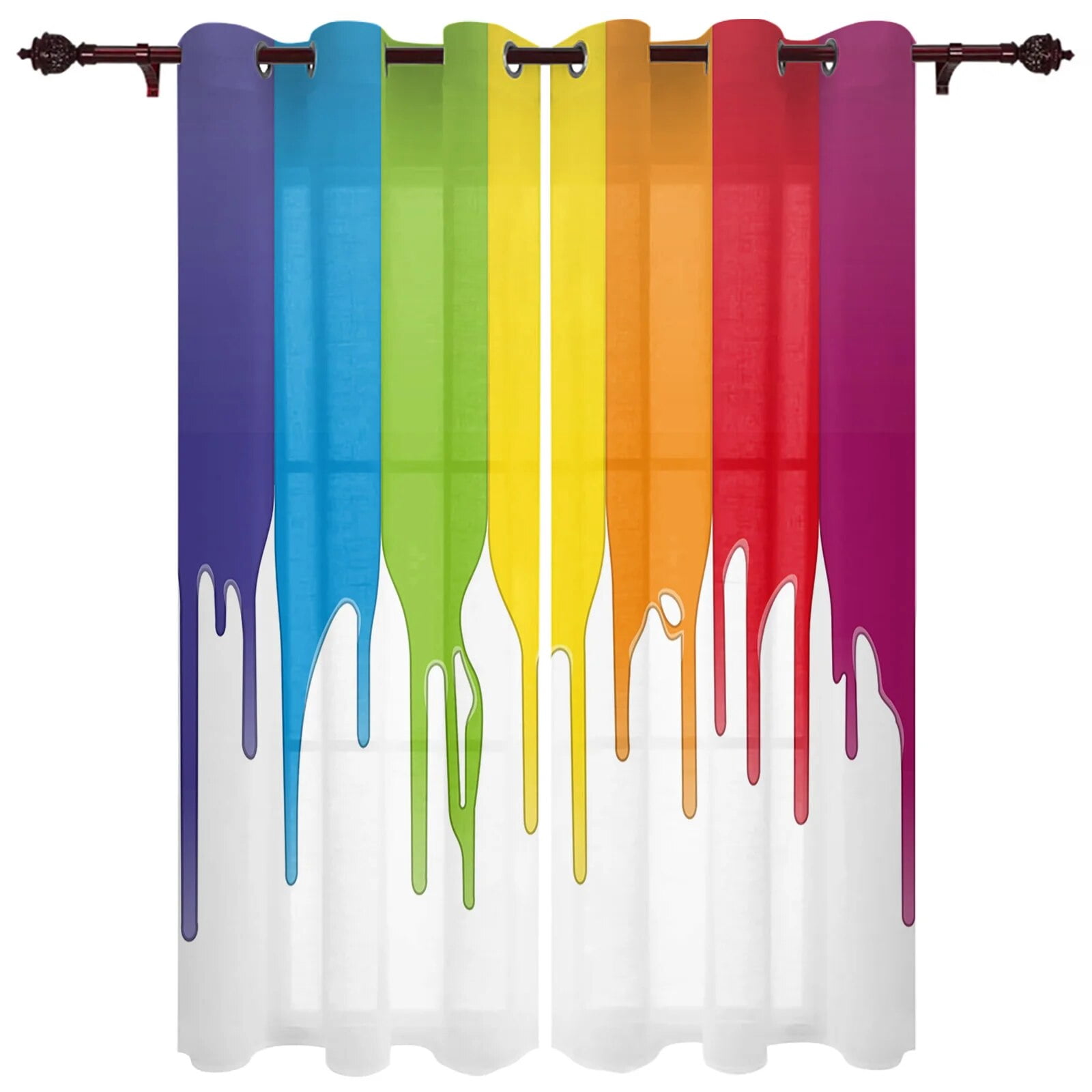 Color Rainbow Red Yellow Blue Paint Curtains Modern Living Room Decor ...