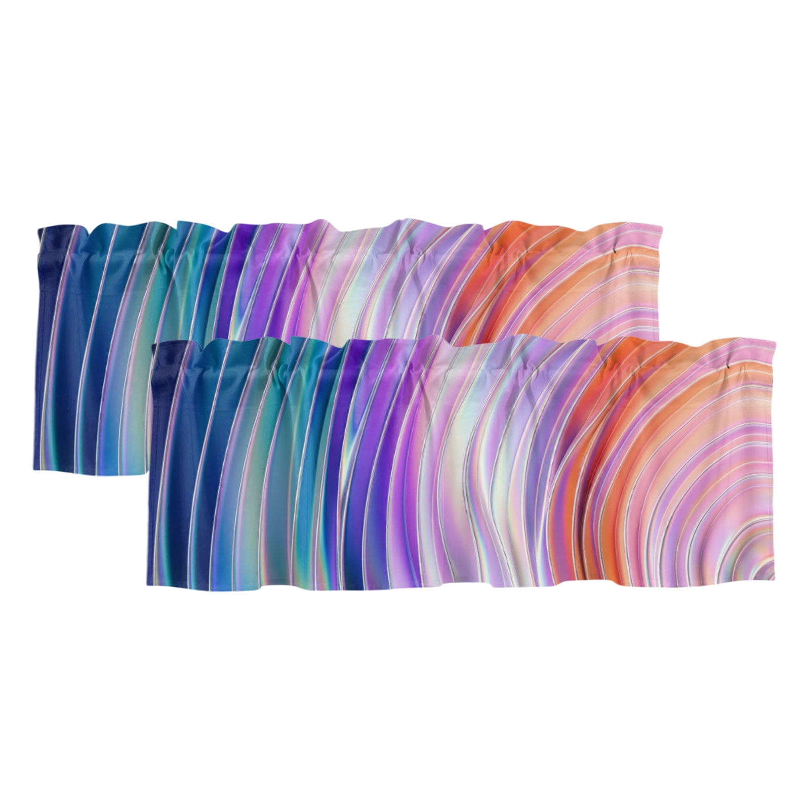 Color Ripples 2 Panels Kitchen Valance, Abstract Modern Pink Red Purple ...