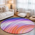 Color Ripples Round Rug 4Ft Abstract Modern Pink Red Purple Gradient ...