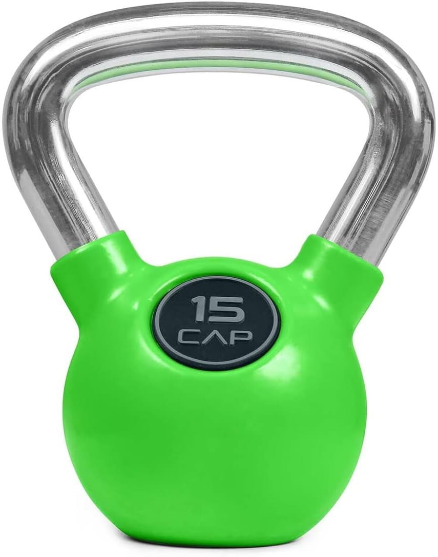 Color Rubber Coated Kettlebell with Chrome Handle, Great for Full Body ...
