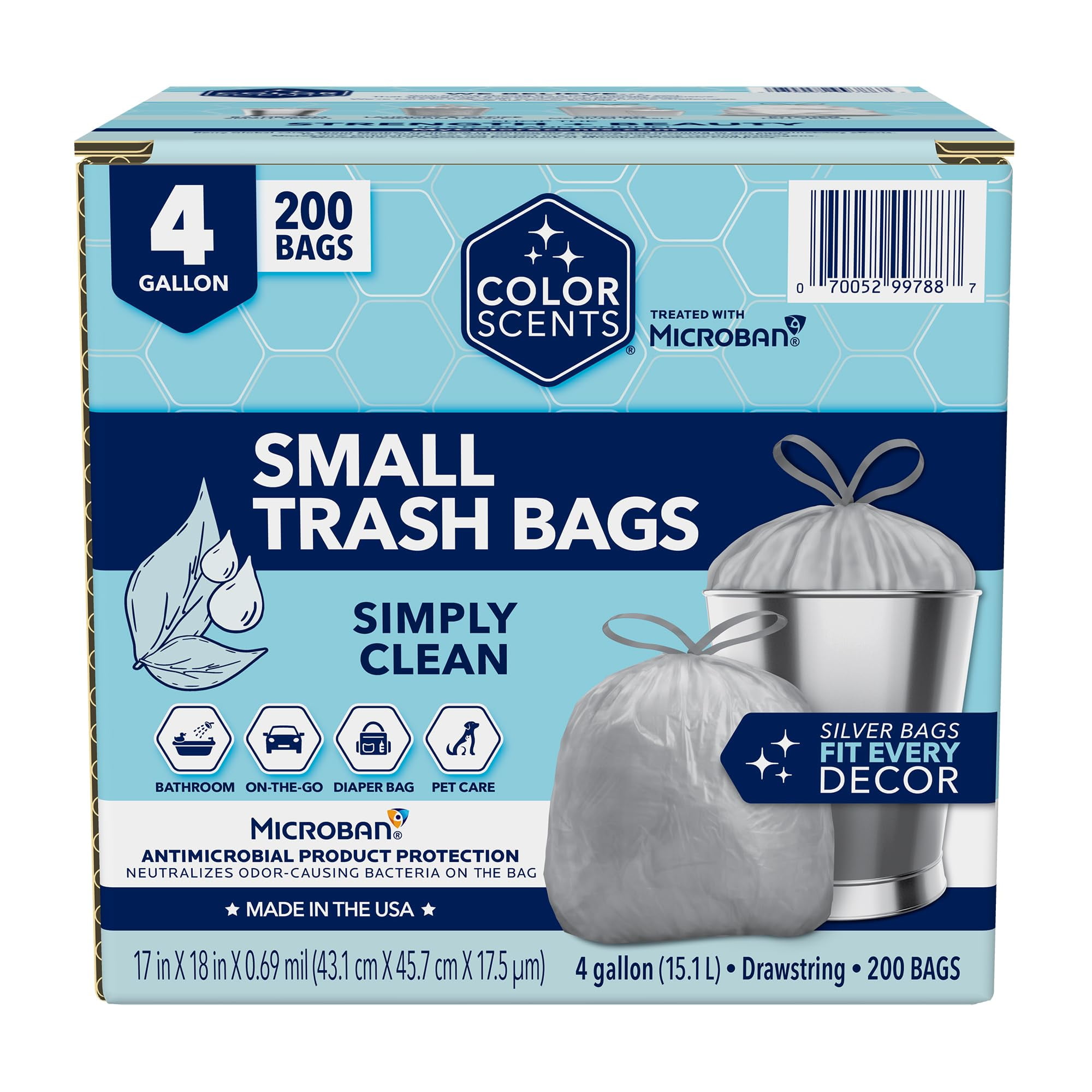Color Scents Small Trash TSF6 Bags - 4 Gallon, 200 Bags (1 Pack of 200 ...