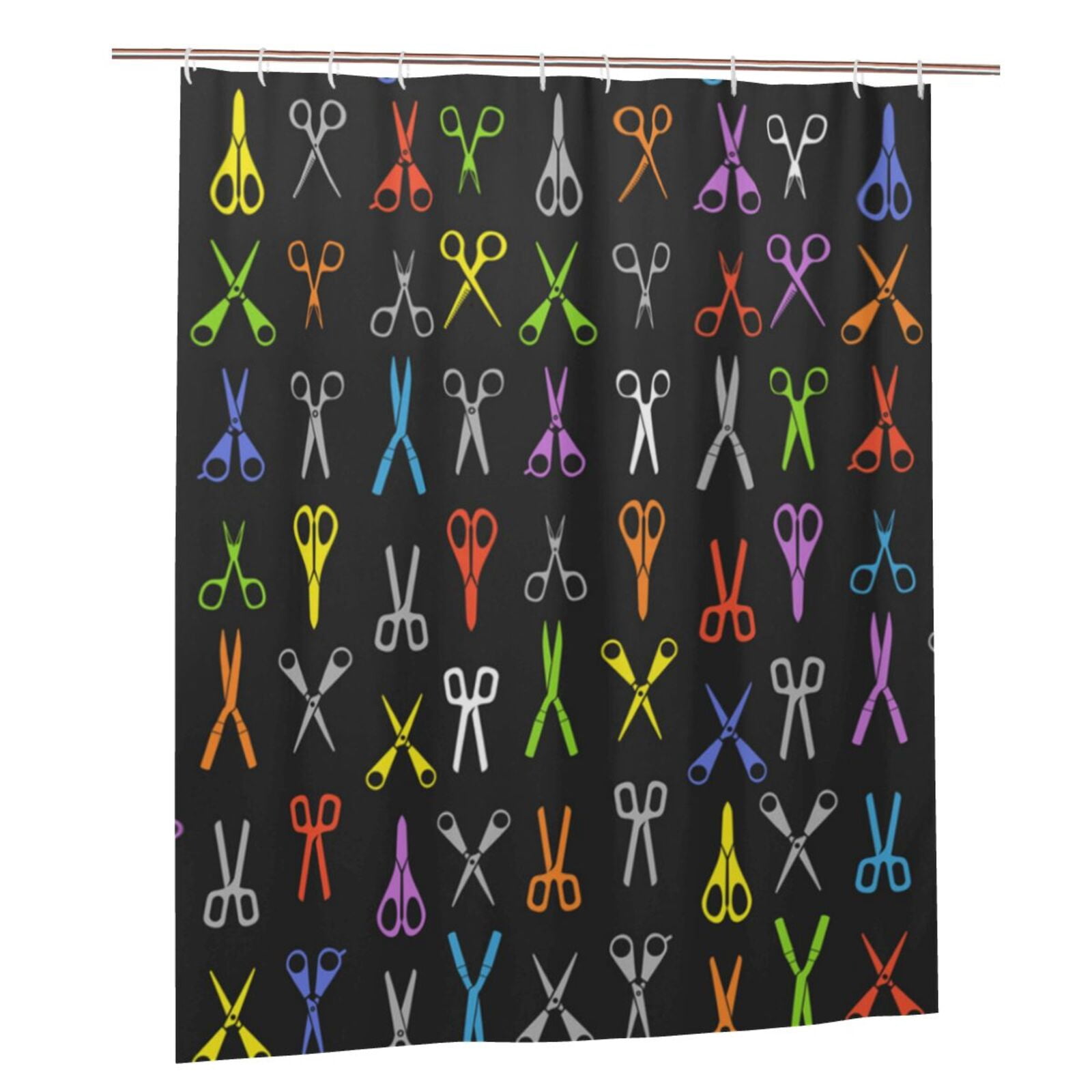 Color Scissors Hair Stylist Salon Shower Curtain Set with Hooks Plastic ...