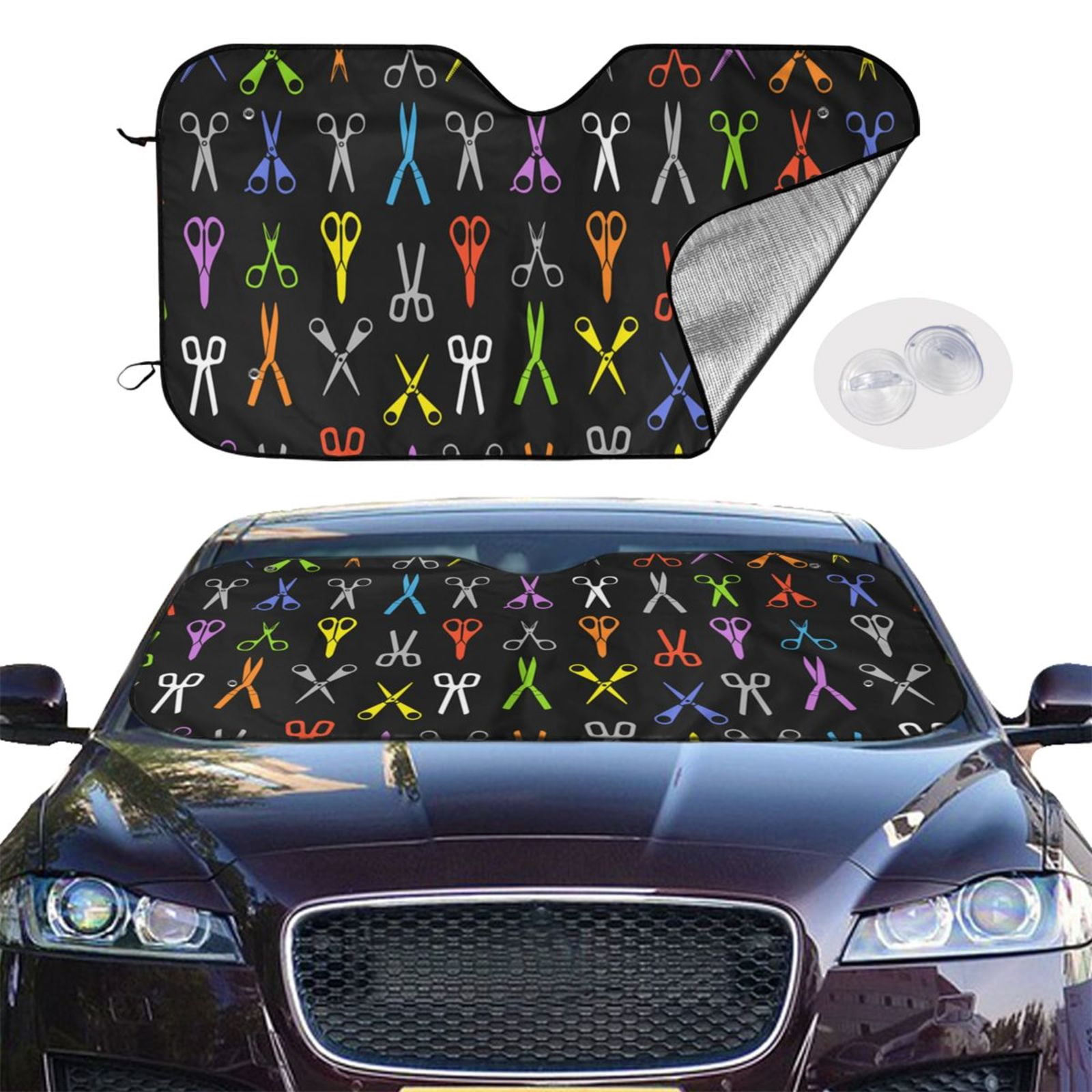 Color Scissors Hair Stylist Salon Windshield Sunshade Sun Shade Front ...