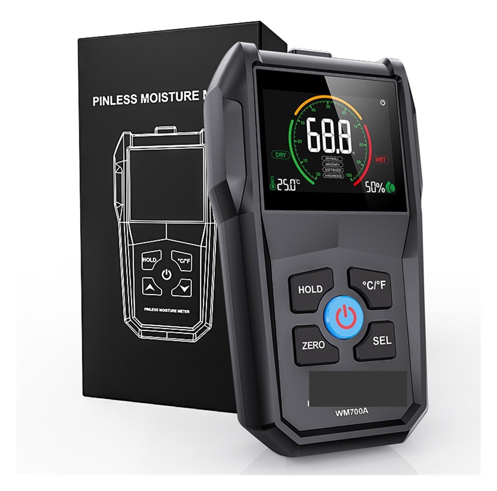 Color Screen Non-contact Wood Moisture Meter Environmental Humidity ...