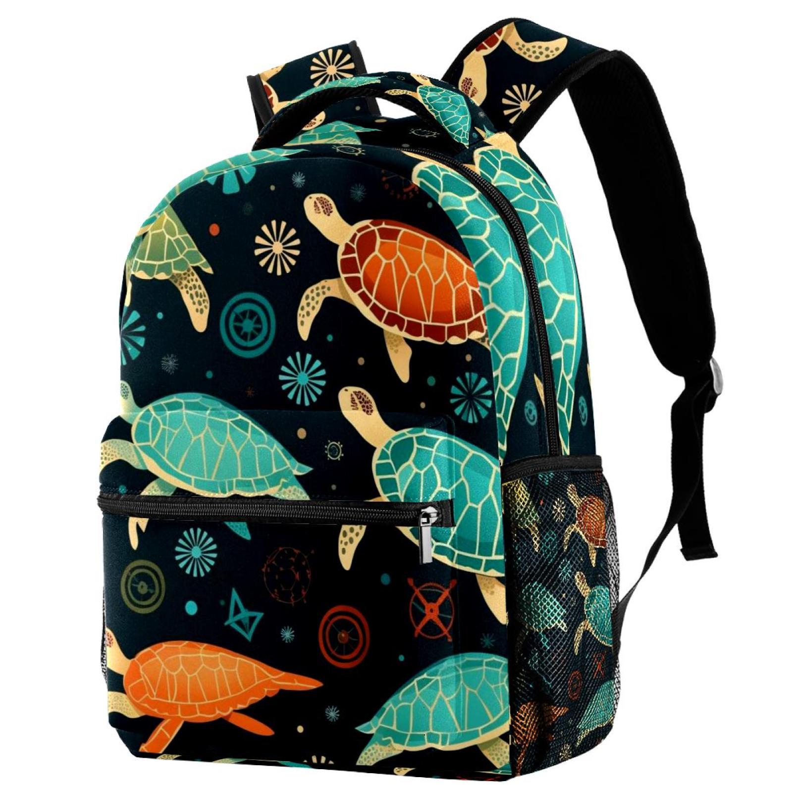 Color Sea Turtles Seamless Casual Backpacks Lightweight Premium ...