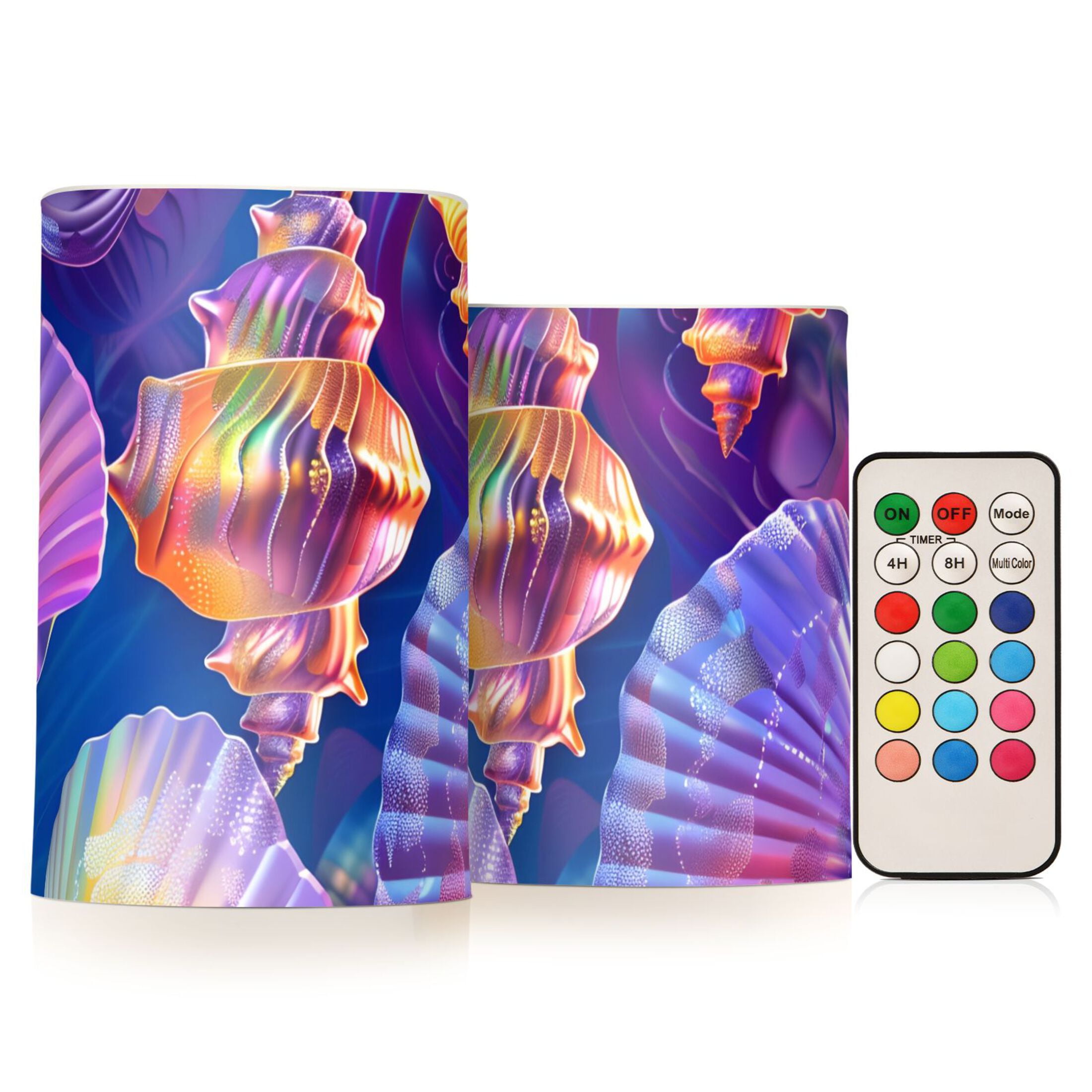 Color Seashells Flameless Candles with Remote Timer LED Battery ...