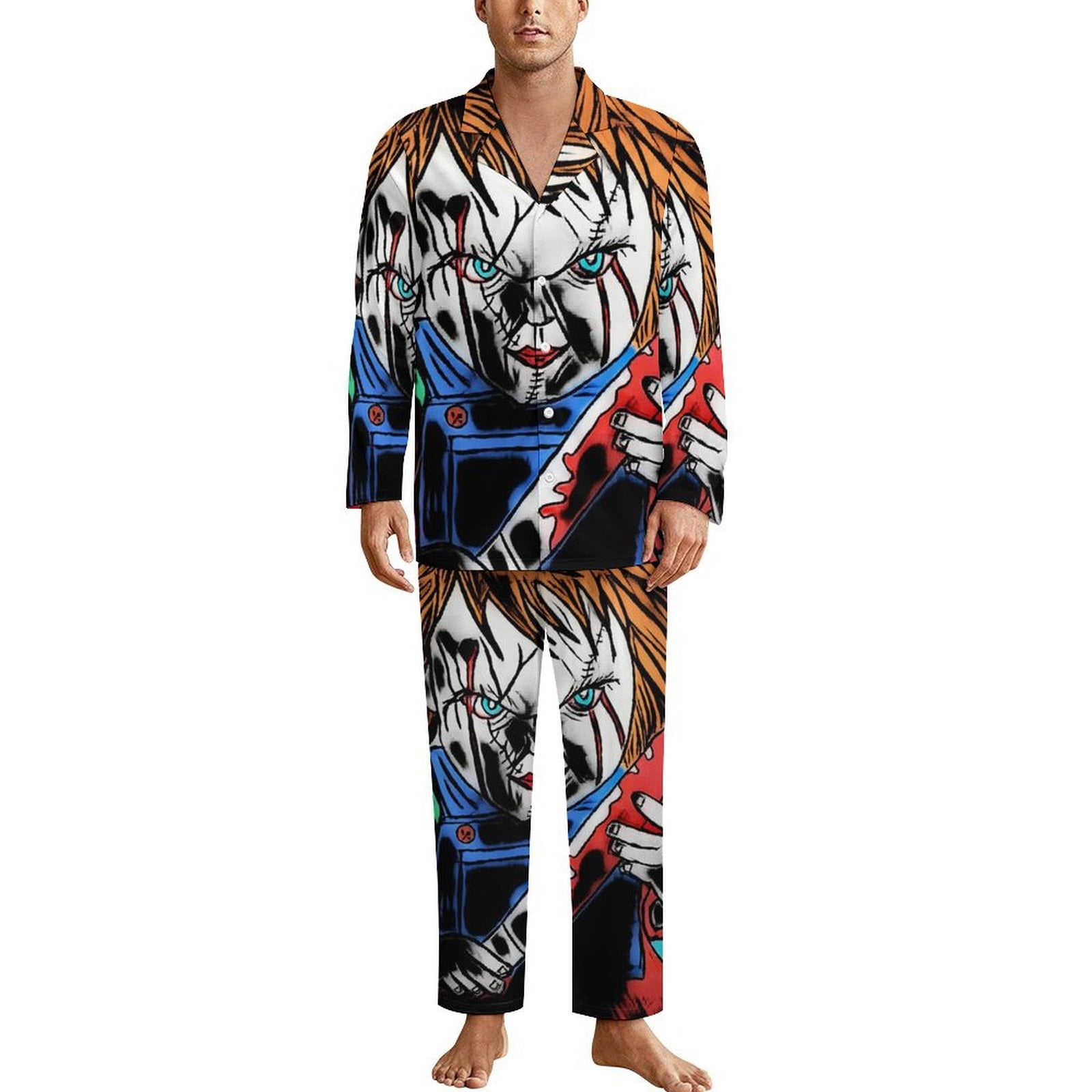 Color Seed Of Chucky Long Sleeved Pajama Set for Men Sleepwear Sets ...