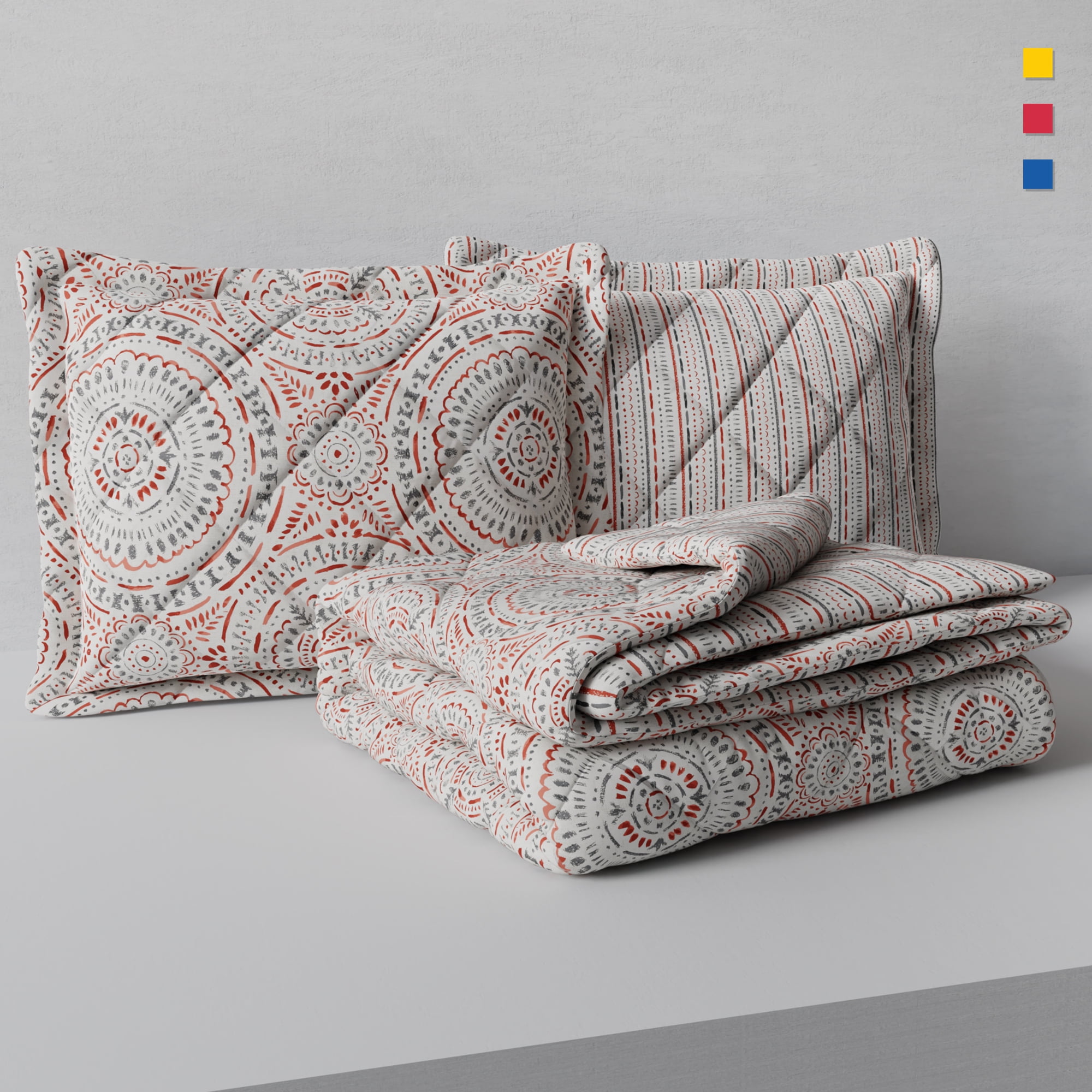 Color Sense 100% Cotton Printed Quilt Percale Set, Soft & Luxurious ...