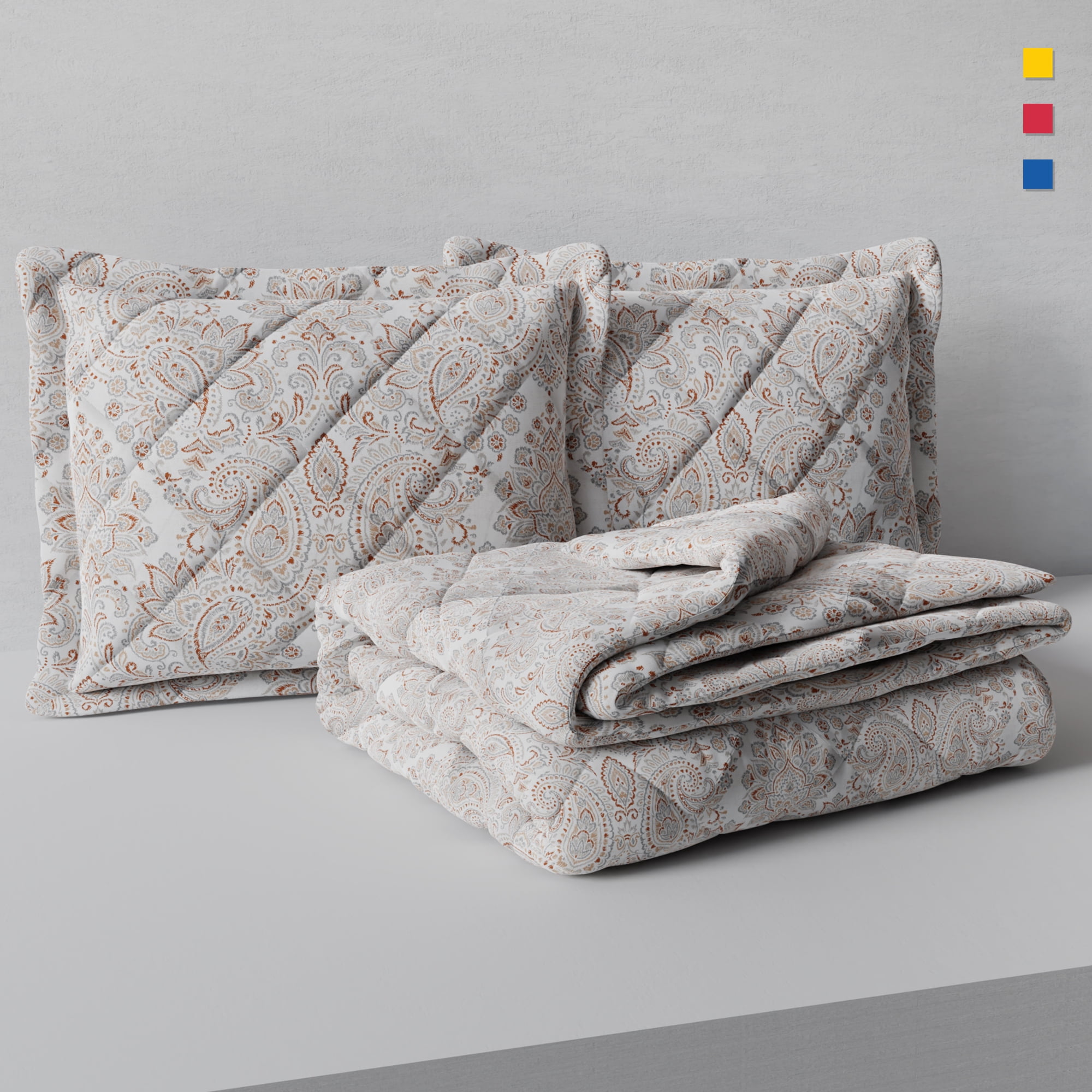 Color Sense 100% Cotton Printed Quilt Percale Set, Soft & Luxurious ...