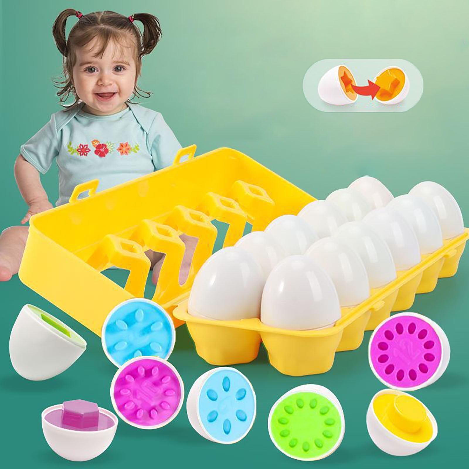 Color Shape Sorting Matching Eggs Set | 12 Piece Interactive ...
