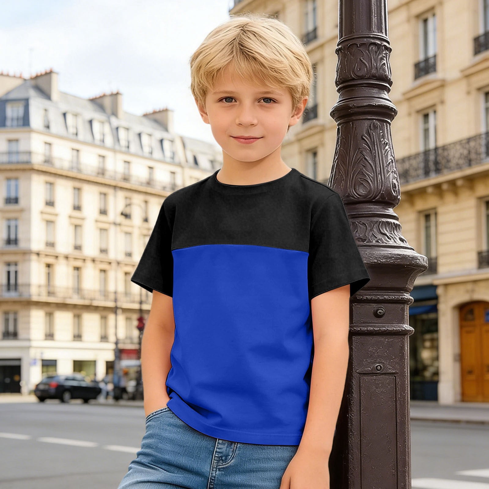 Color Short Sleeve For Boys Casual Comfortable Kids Tee Shirt With ...