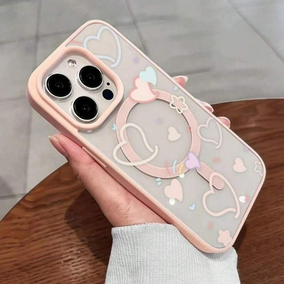 A Color-Sized Love Design Pattern Mobile Phone Case, Supports Wireless ...