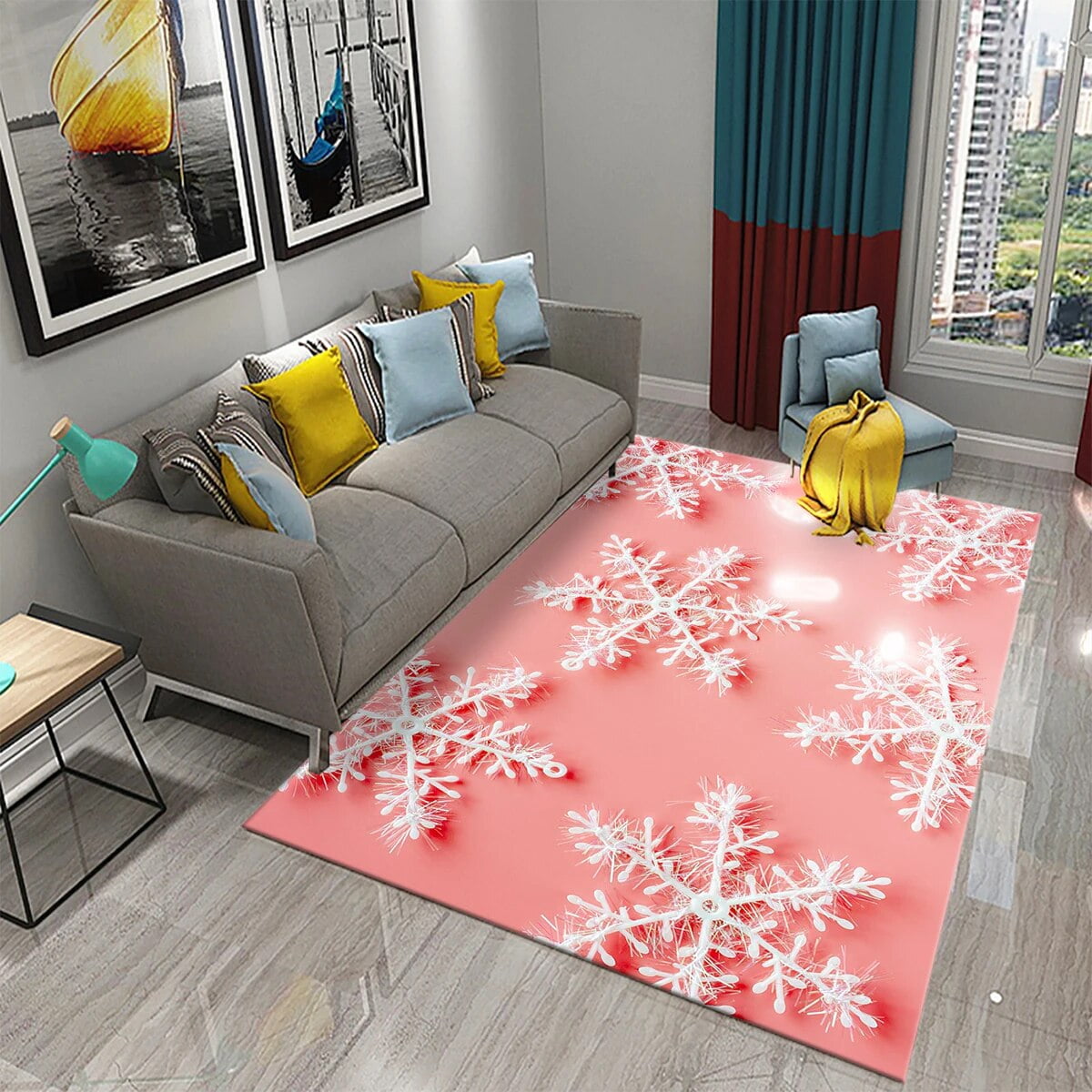 Color Snowflake Pattern Carpet for Living Room Bedroom Rugs Home Decor ...