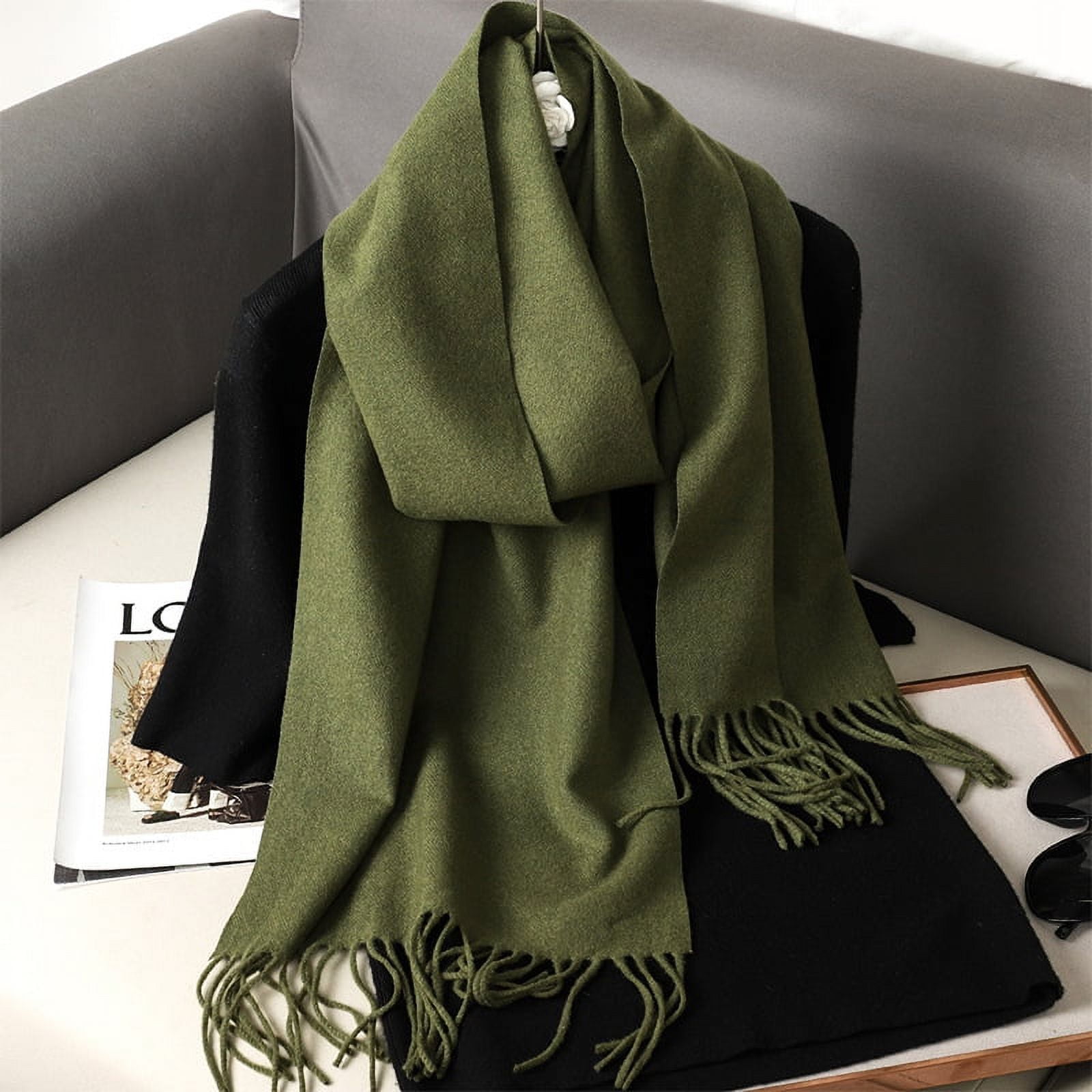 Color Solid Women Winter Warm Thicken Shawl Outdoor Fashion Windproof ...