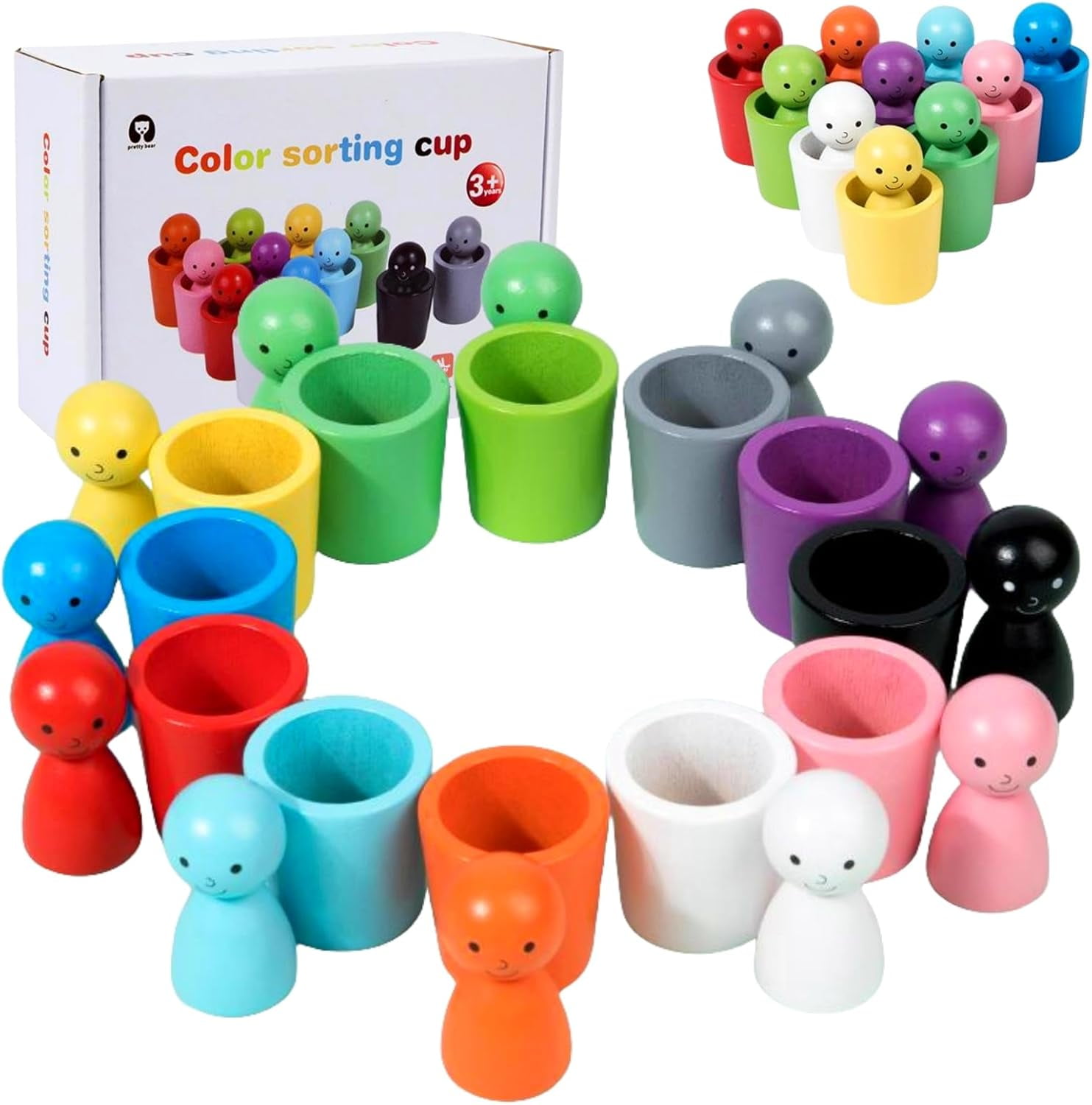 Color Sorting Cups, Color Sorting Sensory Toys, Matching Games Color ...
