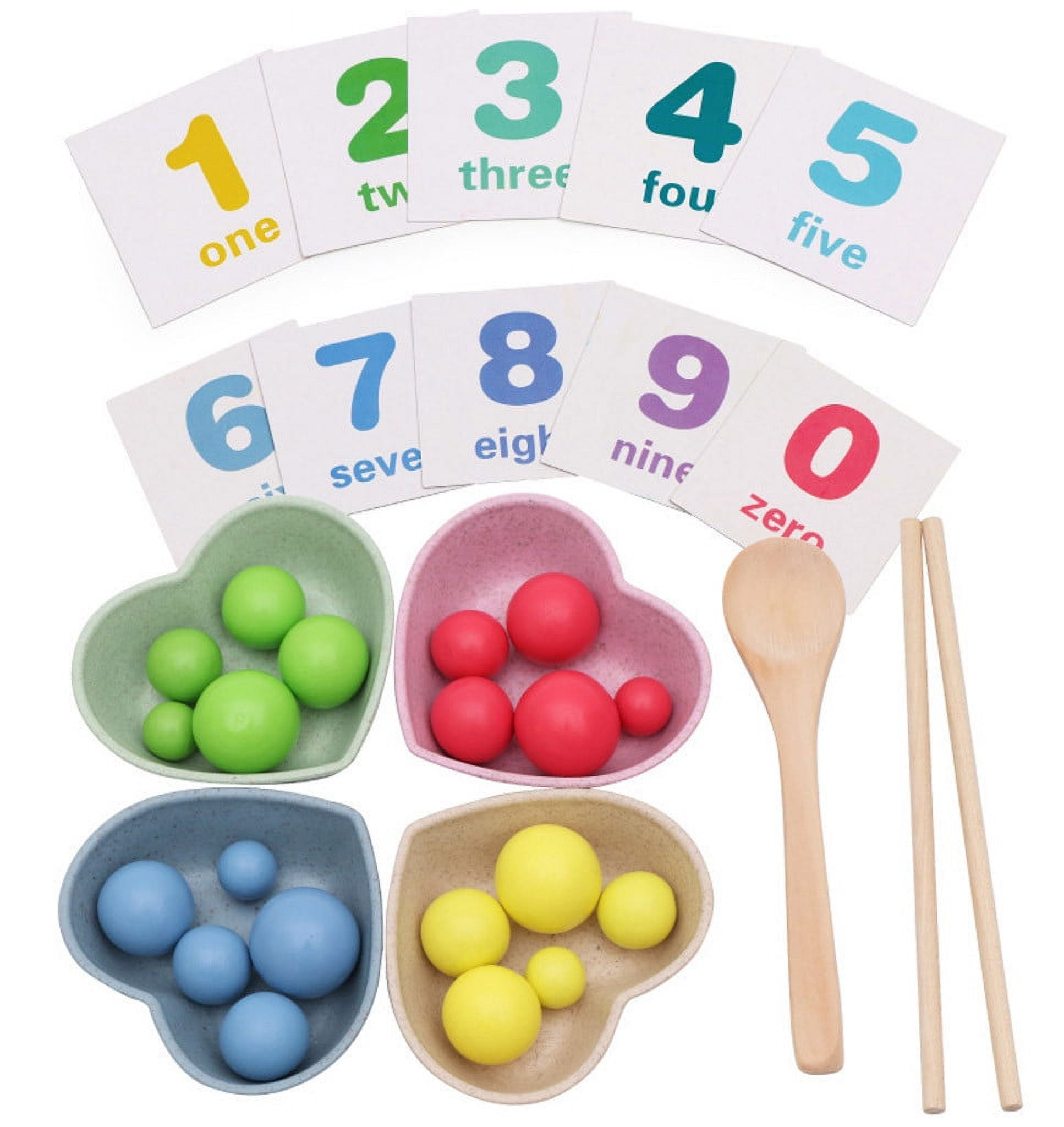 Color Sorting Matching Game - Storage Box, Chopsticks, 20 Beads - for ...