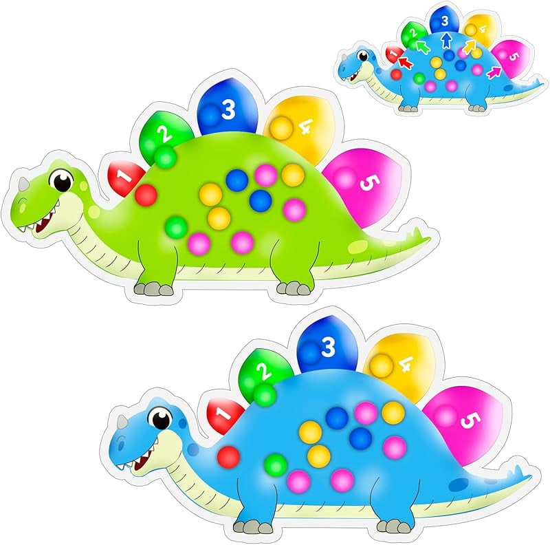 Color Sorting Number Learning Sensory Toys, 2 Pack Dinosaur Counting ...