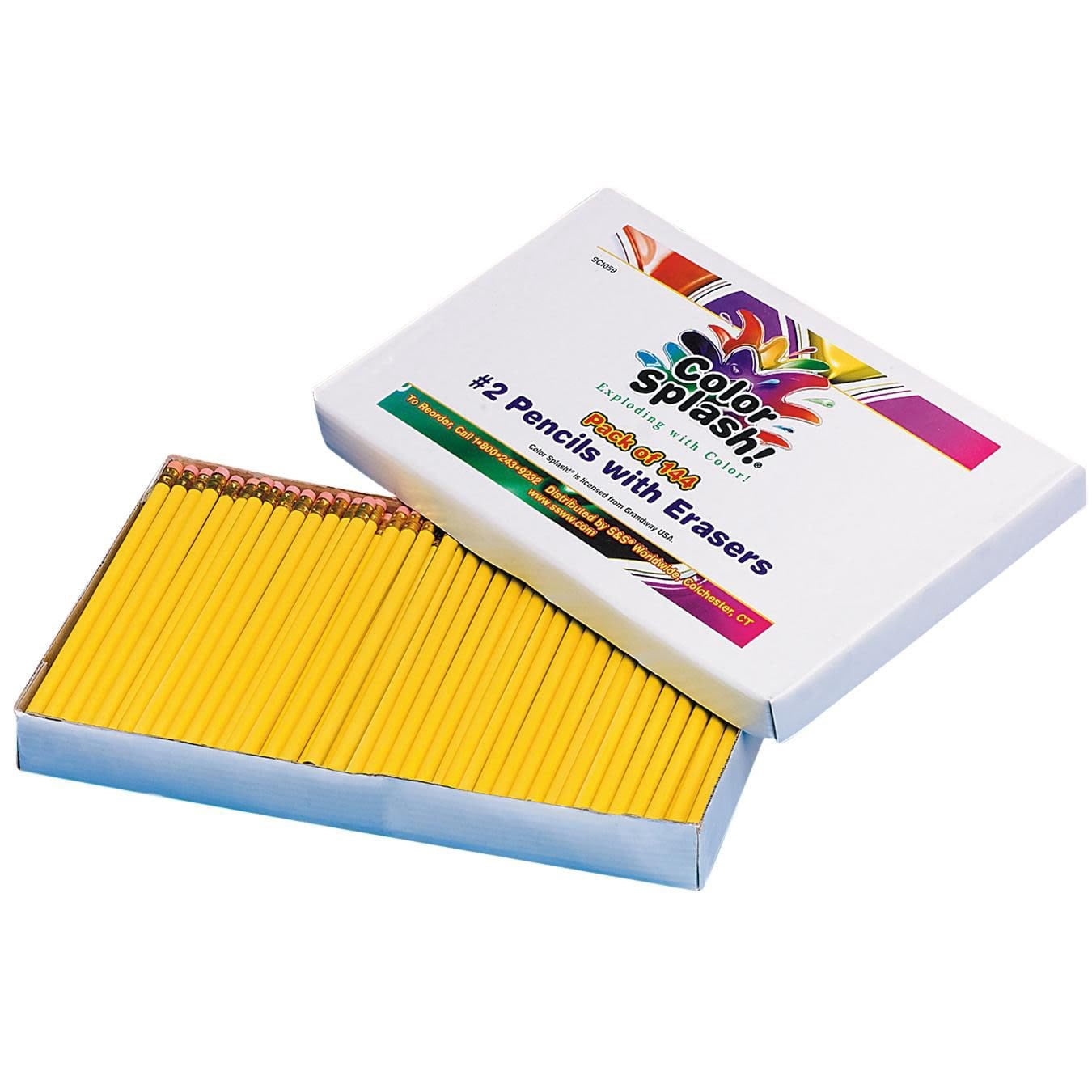Color Splash! #2 Pencils PlusPack, Eraser Top, Unsharpened (Pack of 144 ...