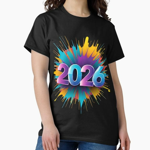 Color Splash 3D 2026 Vibrant Paint Stroke New Year Celebration Unisex T ...