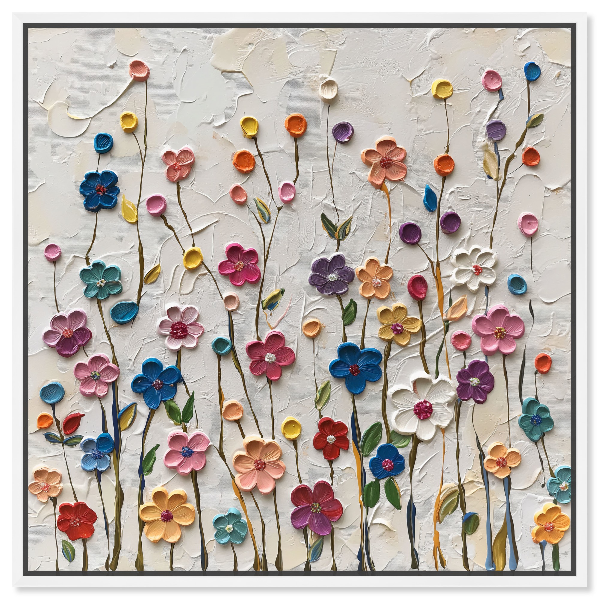 Color Splash Floral Bunch Canvas Winter Floral Art by Art Remedy, White ...