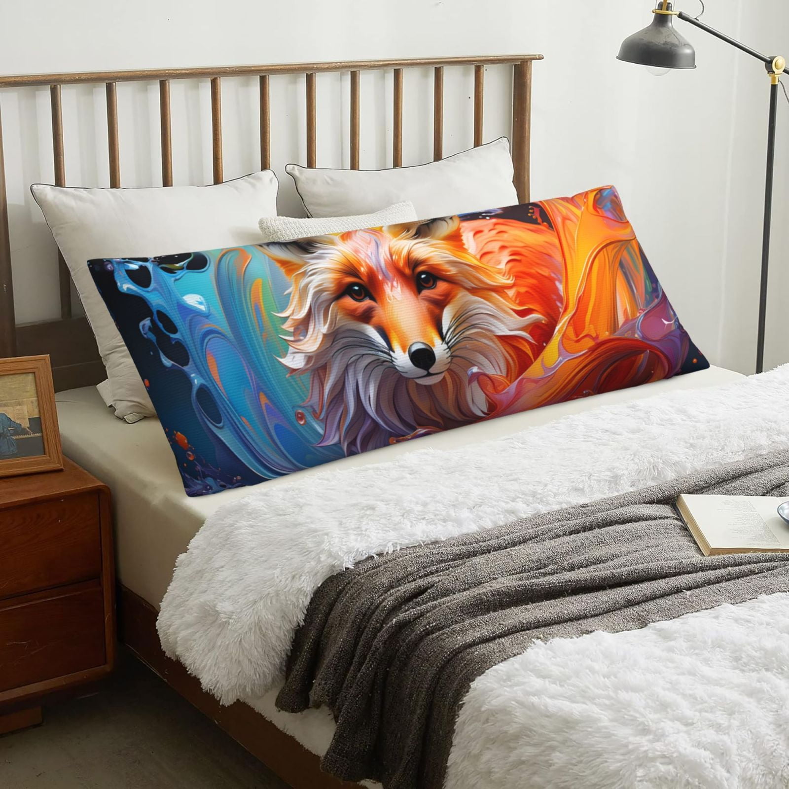 Color Splash Fox Portrait Body Pillow Cover with Zipper, Cooling body ...