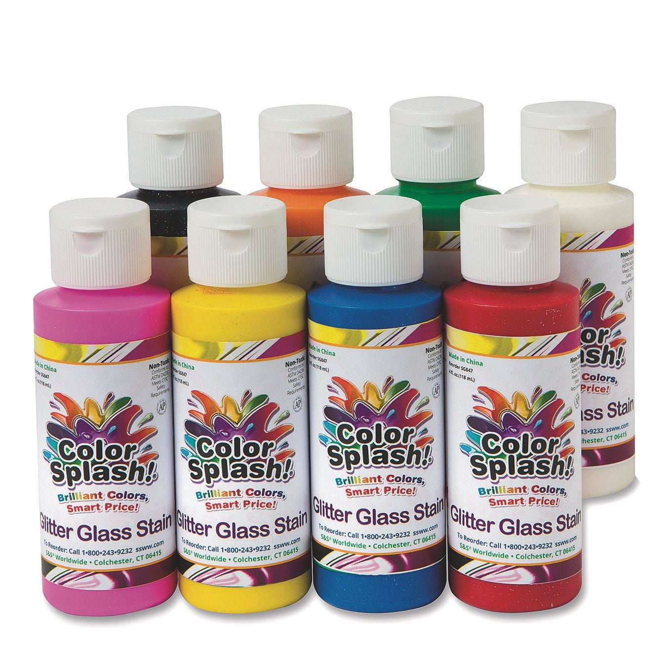 Color Splash!® Glitter Glass Stain Assortment, 4 oz. (Pack of 8 ...