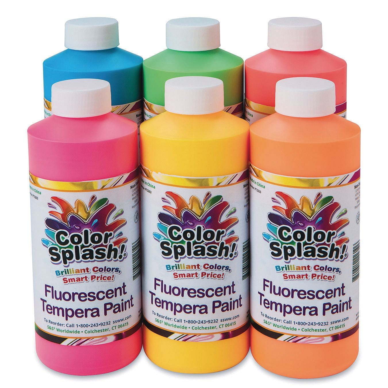 Color Splash!® Neon Liquid Tempera Paint Assortment, 16 oz. (Set of 6 ...