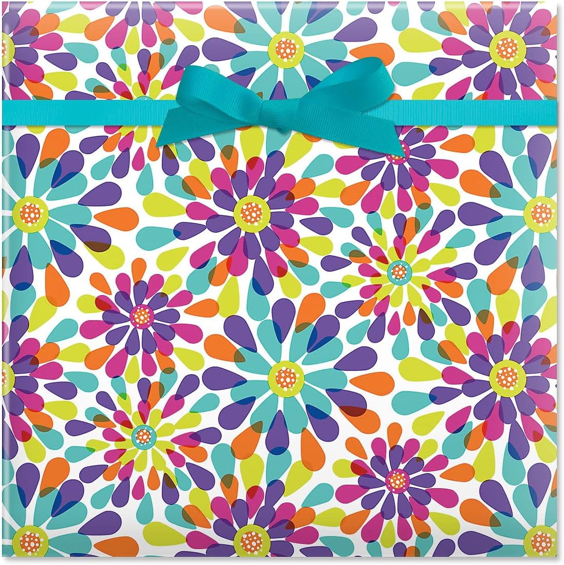 Color Splash Rolled Birthday Wrap (1 Giant Roll, 61 sq. ft.) Peek-Proof ...