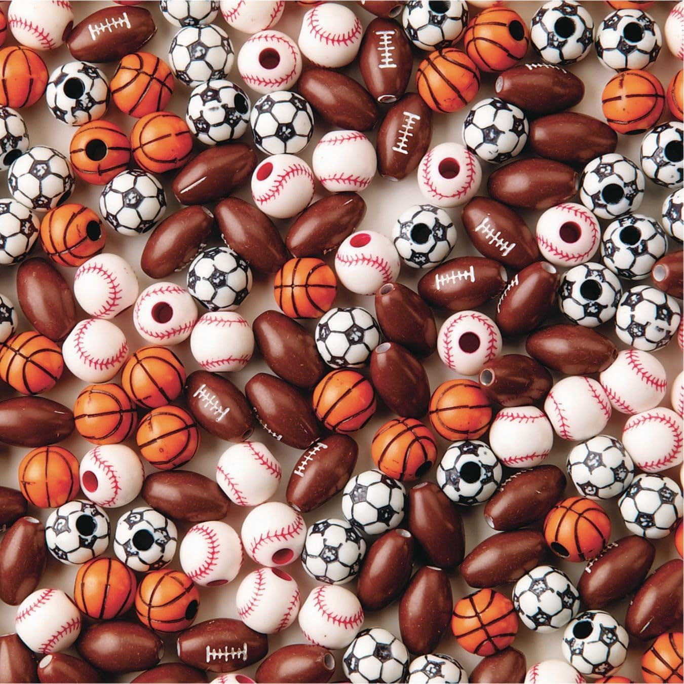 Color Splash! Sports Bead Mix: Football, Baseball, Soccer & Basketball ...
