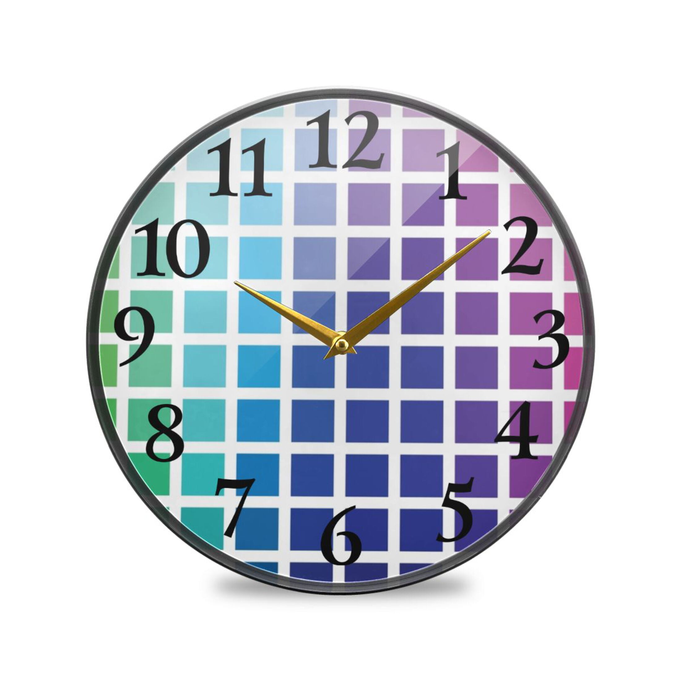 Color Square Wall Clocks Battery Operated 11.9 Inch Round Clock Acrylic ...