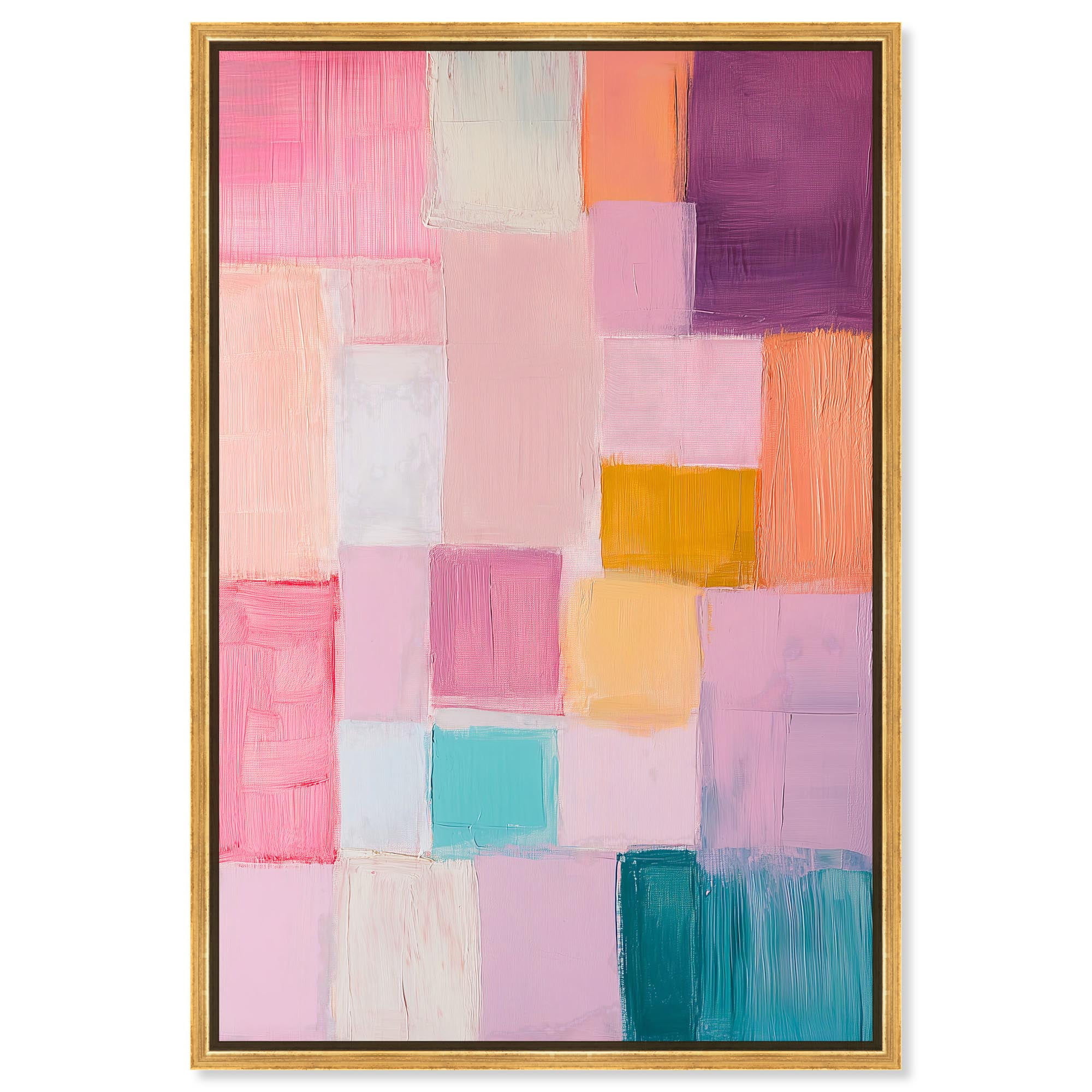 Color Squares III Canvas Geometric Abstract by Art Remedy, Gold Frame ...