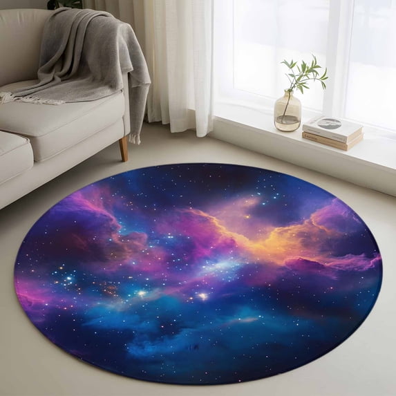 Color Starry Sky 3FT Round Area Rugs for Living Room Modernism Night ...