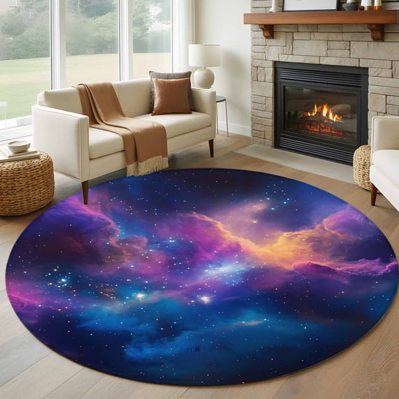 Color Starry Sky 6FT Round Area Rugs for Living Room Modernism Night ...