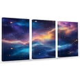 Color Starry Sky Canvas Wall Art 3 Panels, Night Sky Nature Scenery ...