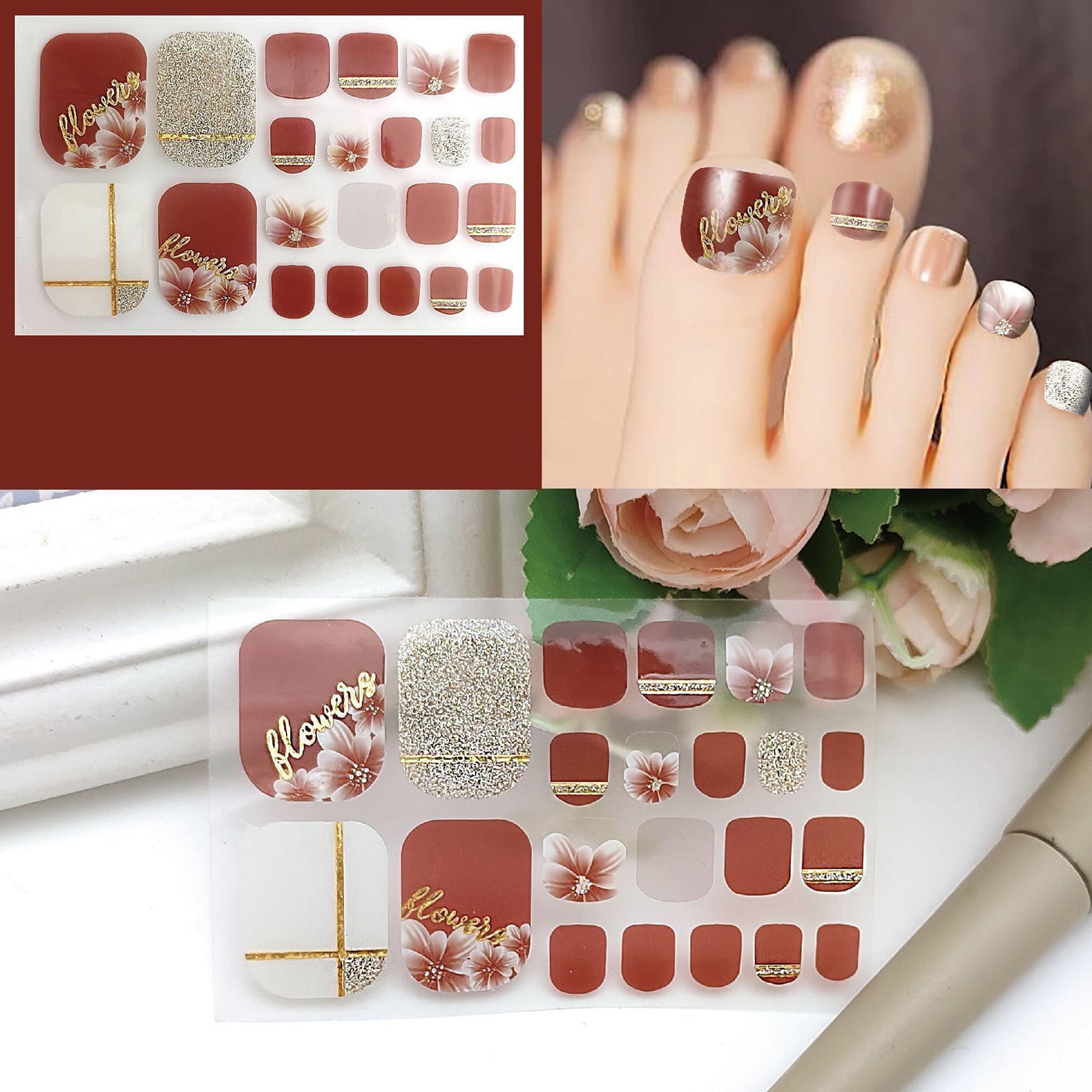 Color Street Nail Wraps Solid No Glitter French Tip Stickers for Toes ...