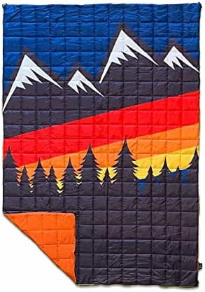 Color Stripe Mountains Puffy Adventure Camp Blanket | Weather Resistant ...