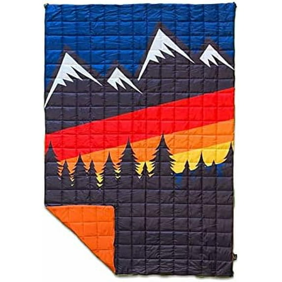 Color Stripe Mountains Puffy Adventure Camp Blanket | Weather Resistant ...