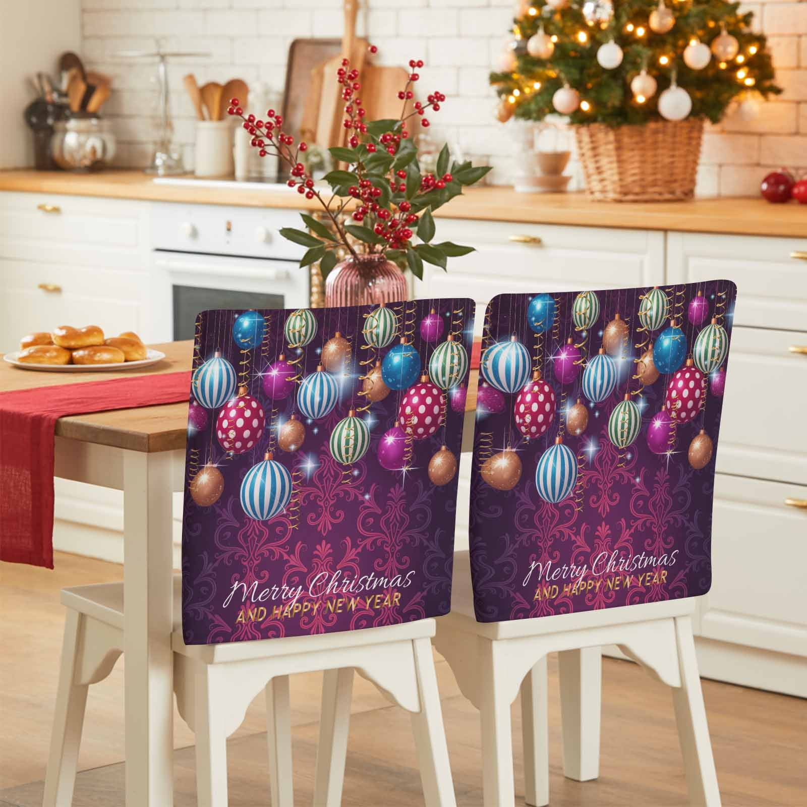 Color Striped Ball Chair Back Covers Set of 6, Merry Christmas and ...